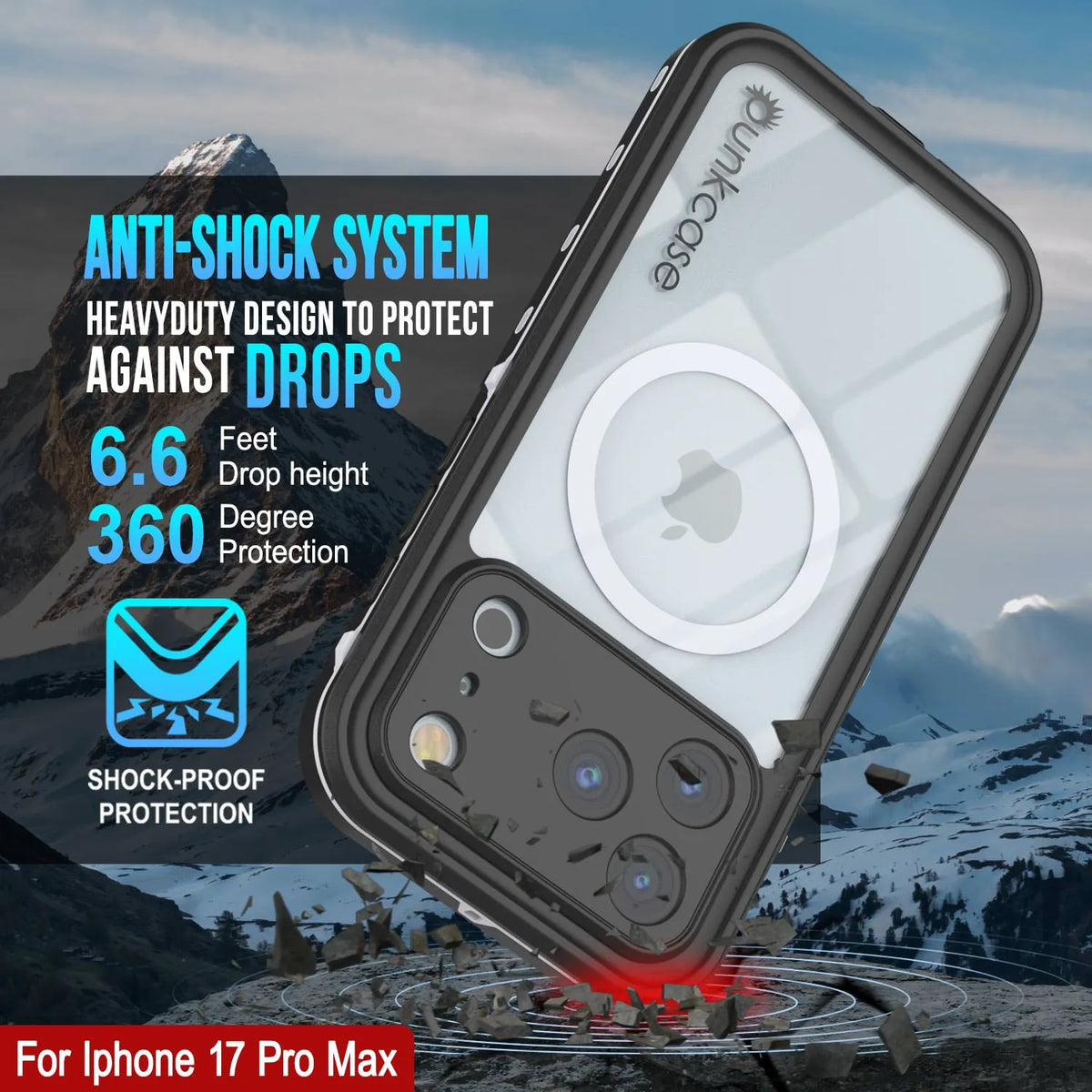 iPhone 17 Pro Max Waterproof IP68 Case, Punkcase [White] [StudStar Ser ...