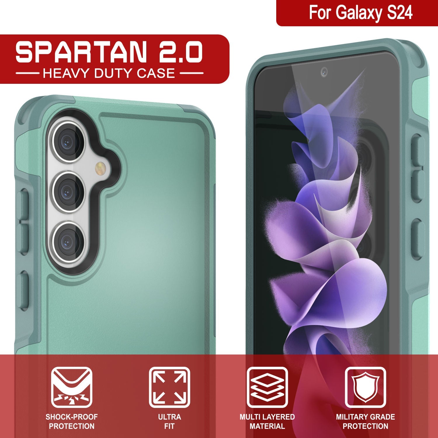 PunkCase Galaxy S24 Case, [Spartan 2.0 Series] Clear Rugged Heavy Duty ...